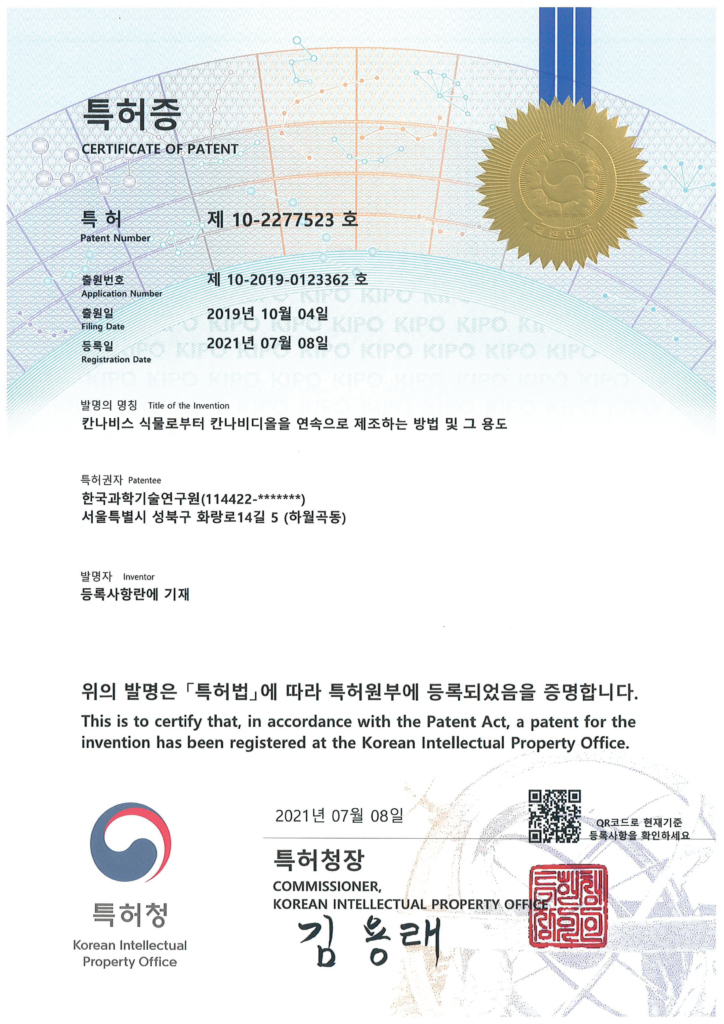 Patents 네오켄바이오 Neocannbio